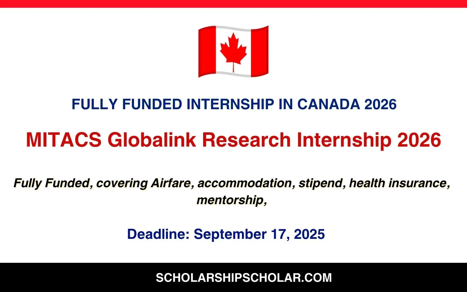 MITACS Globalink Research Internship 2026 In Canada (Fully Funded) - Scholarshipscholar