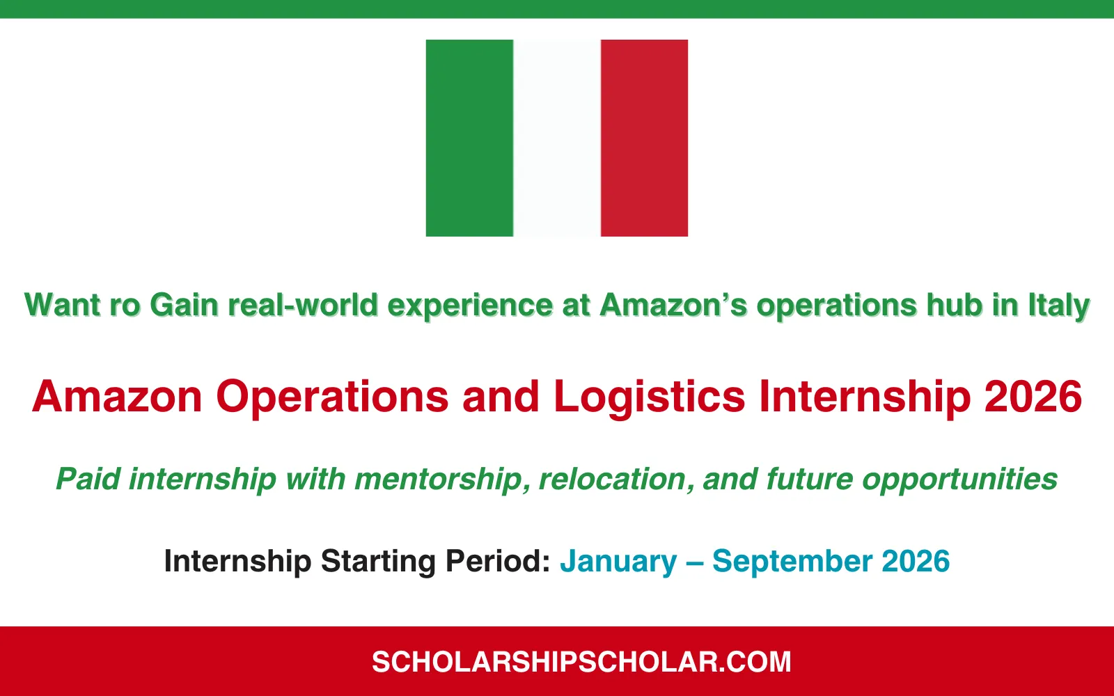 Amazon Operations And Logistics Internship 2026 | Paid Internship In ...